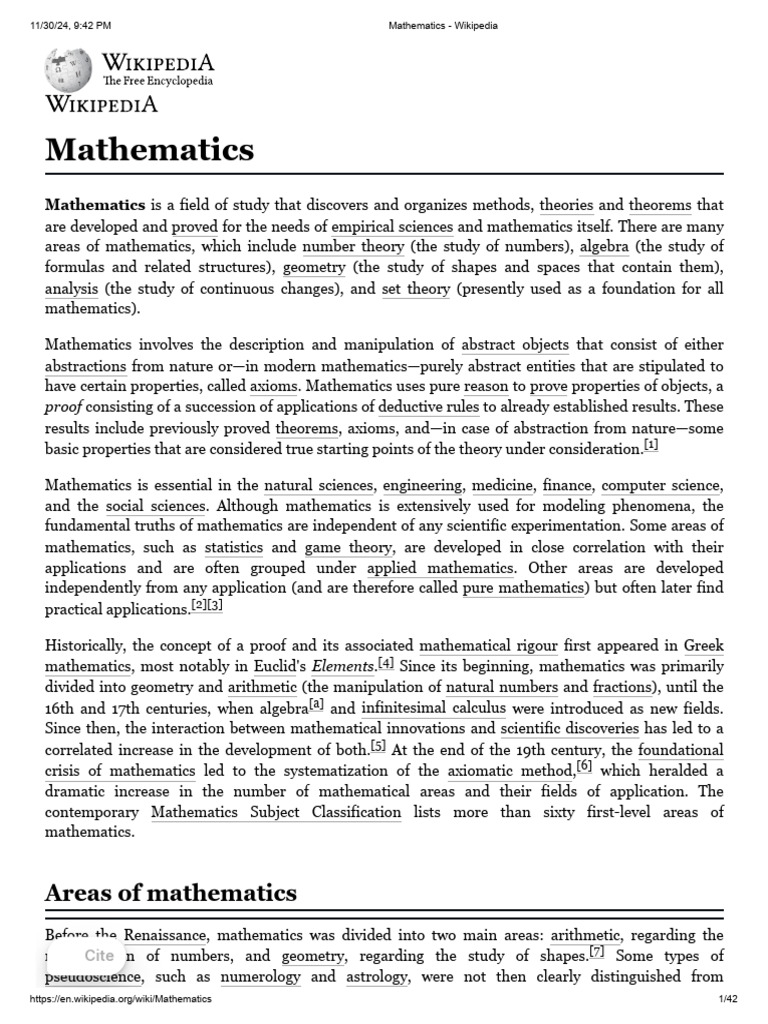 Mathematics - Wikipedia | PDF | Mathematics | Geometry