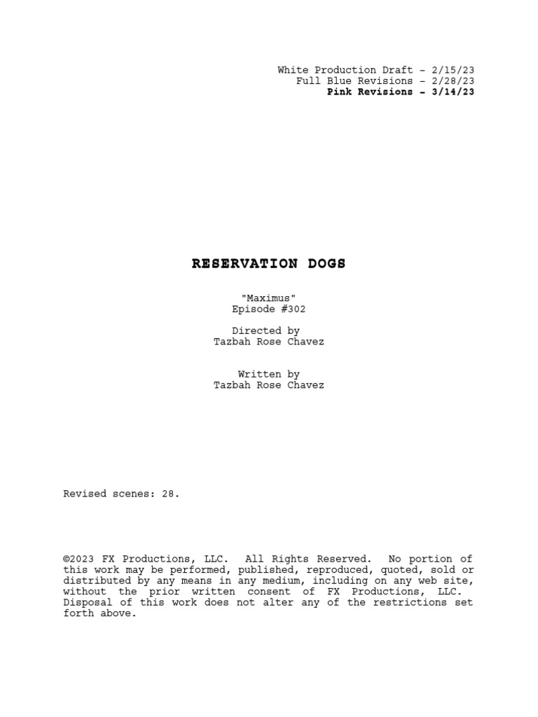 Reservation Dogs – 302 – Maximus | PDF