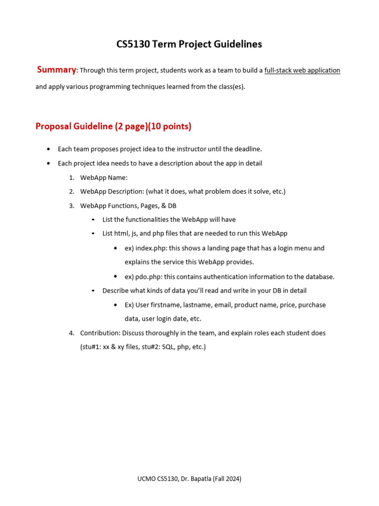 Term Project Guideline | PDF | Web Application | Databases