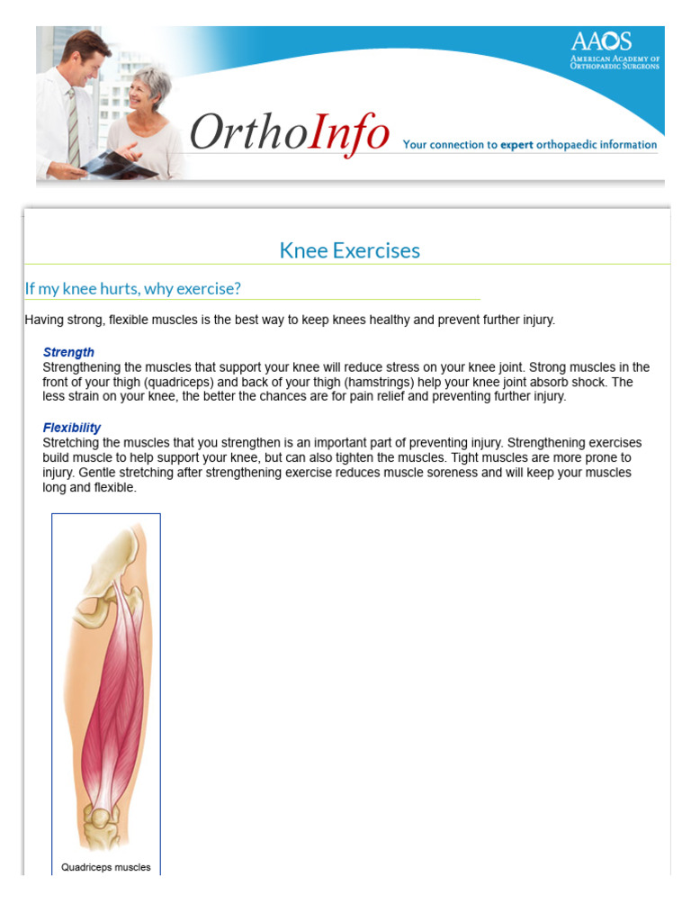 Knee Exercises-OrthoInfo - AAOS | PDF | Foot | Knee