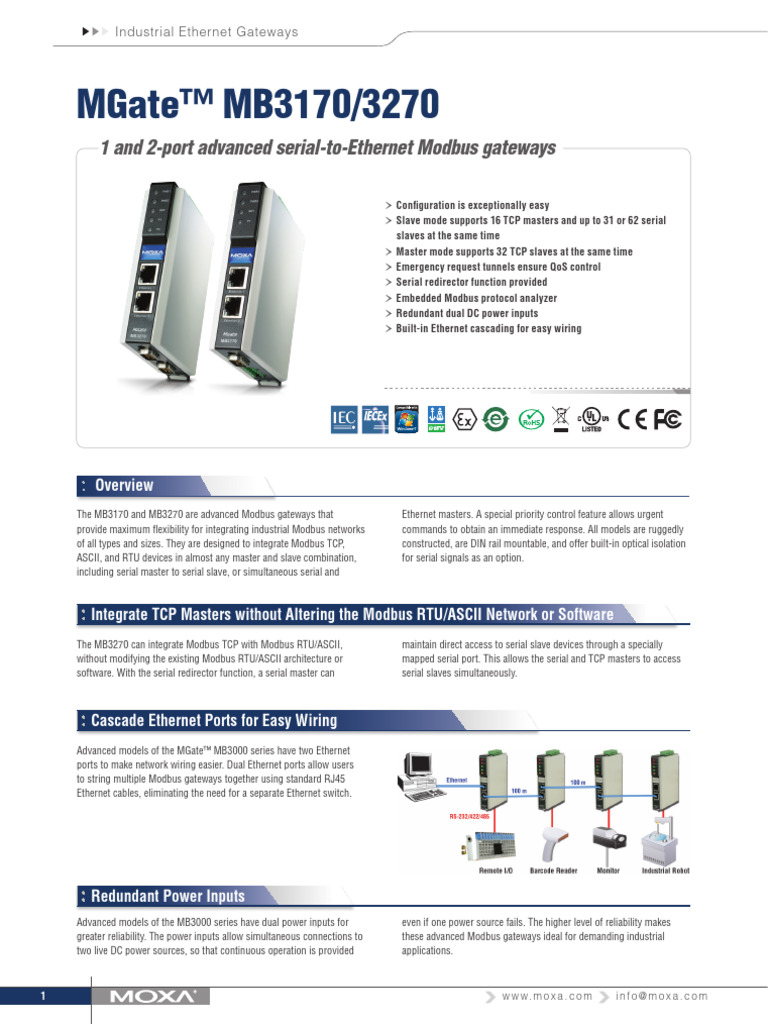 3.6. - MGate - MB3170 - 3270 - Data - Sheet | PDF | Internet Protocols | Information And ...