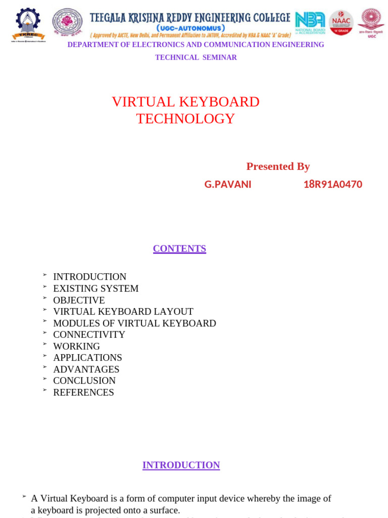 Virtual Keyboard Technology Overview | PDF | Computer Keyboard ...