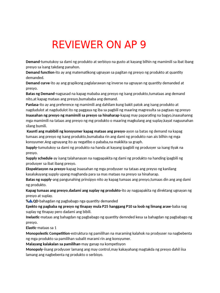 Reviewer On Ap 9 | PDF