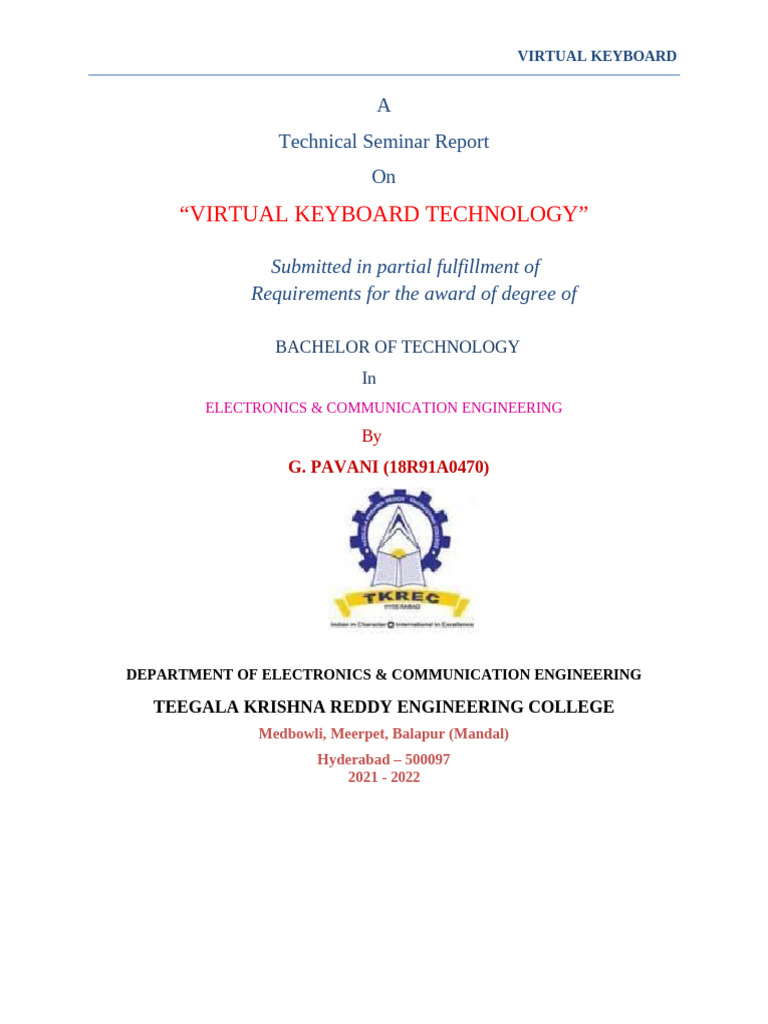 18R91A0470 G.PAVANI Technical Seminar PPT & Documentation - Removed | PDF | Computer Keyboard ...