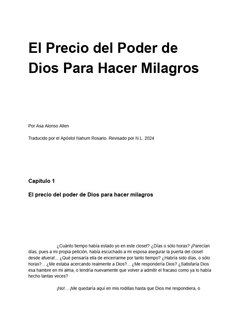 El Poder de Dios para Hacer Milagros | PDF | Jesús | Cristo (título)