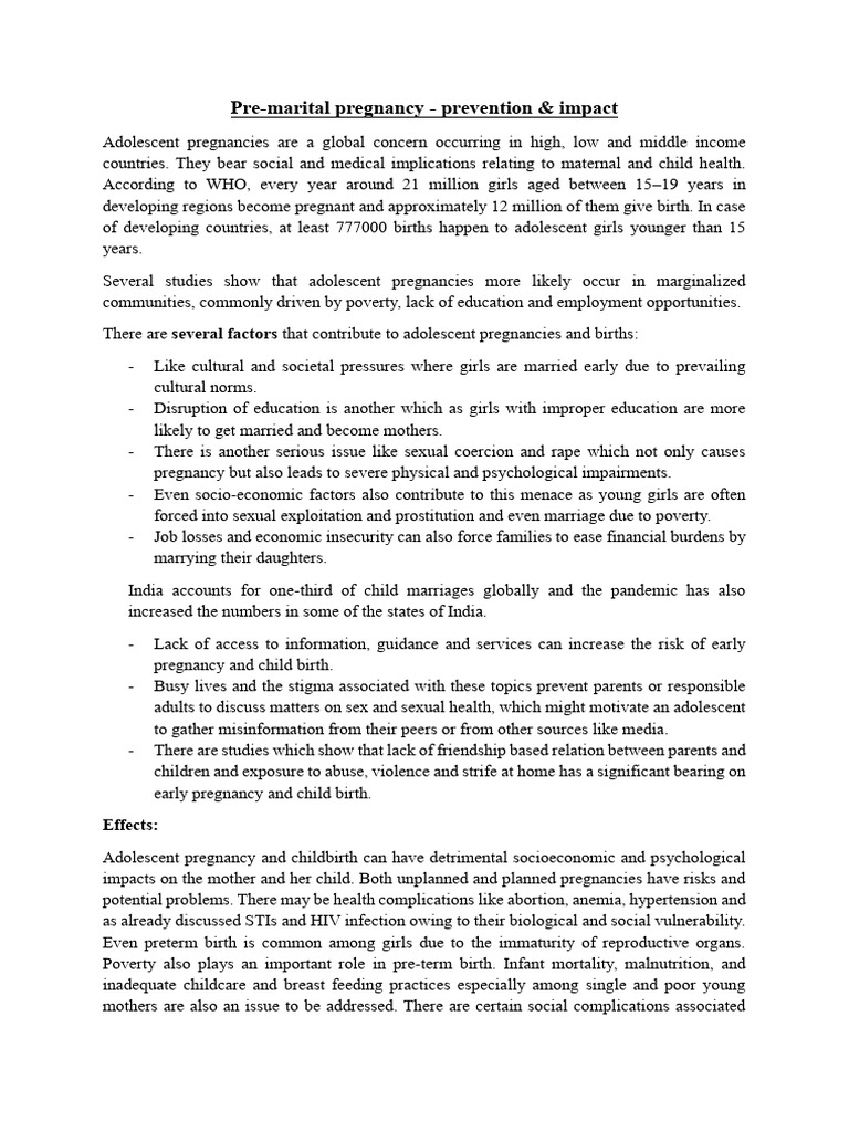 Adolescent Pregnancy: Prevention & Impact | PDF | Teenage Pregnancy ...