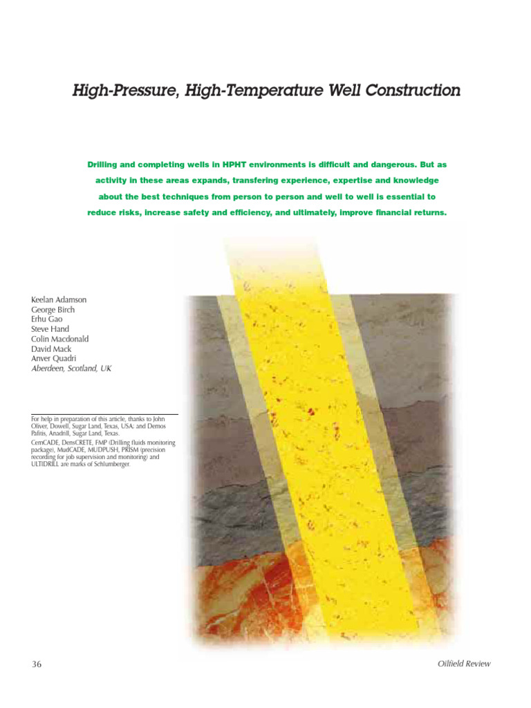 Well Construction HPHT | PDF | Heat | Pressure