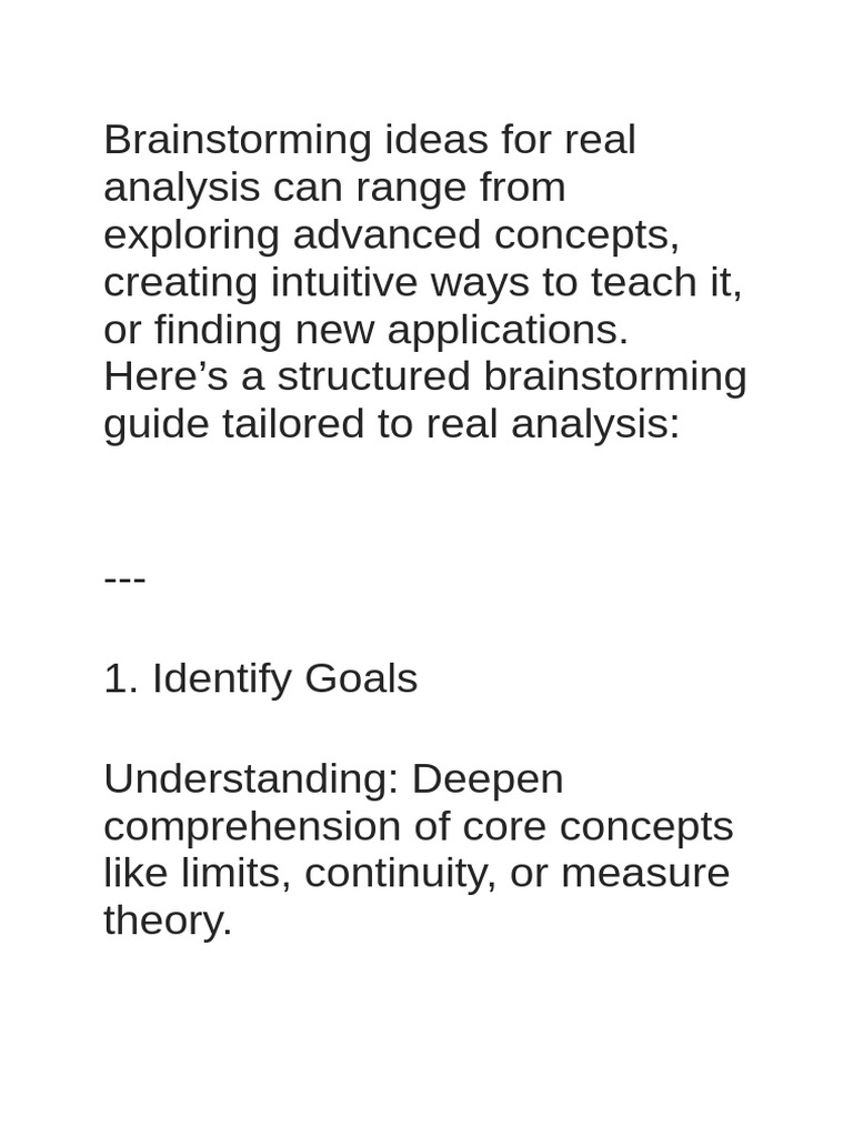 Brainstorming Ideas - 241130 - 155309 | PDF | Real Analysis ...