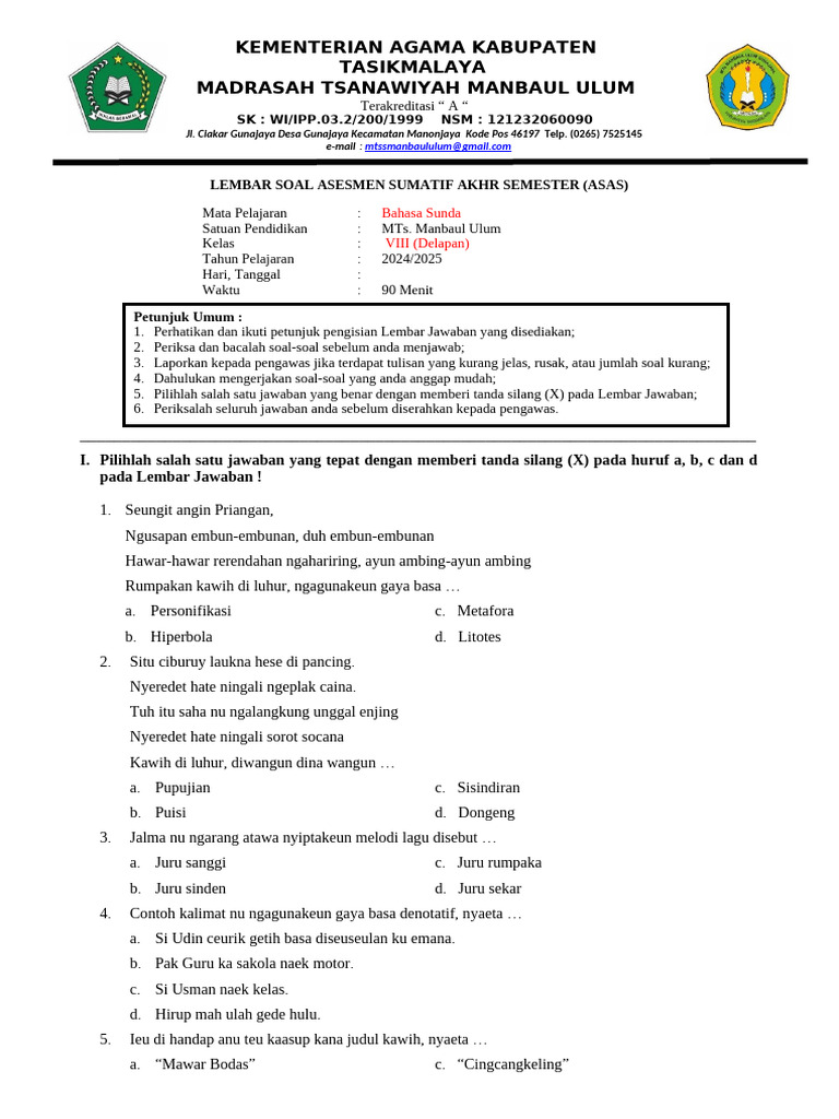 Soal Asas Kelas 8 | PDF