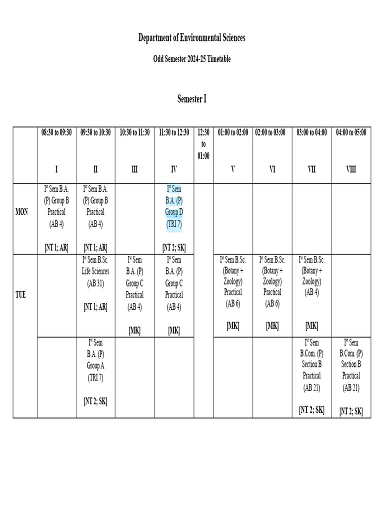 Evs Time Table Pdf Academic Degree Qualifications