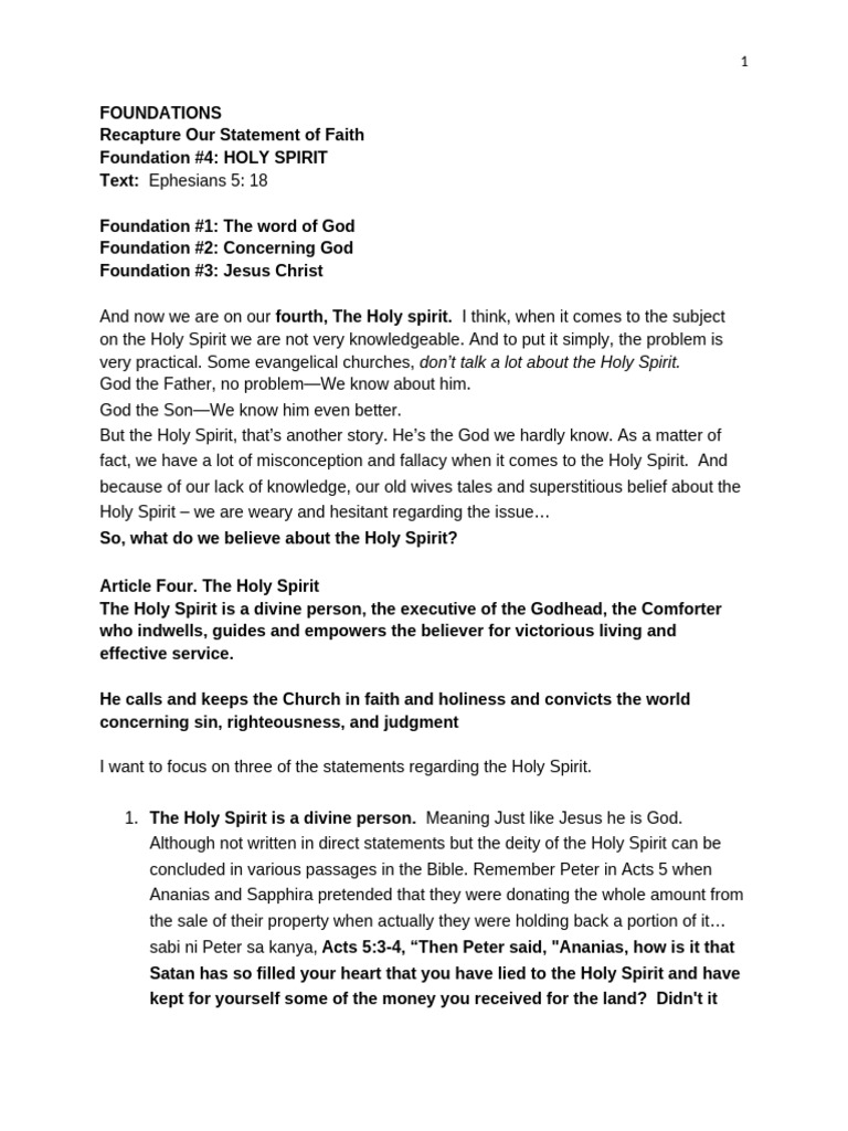 Foundation #4 Holy-Spirit | PDF | Holy Spirit | Jesus
