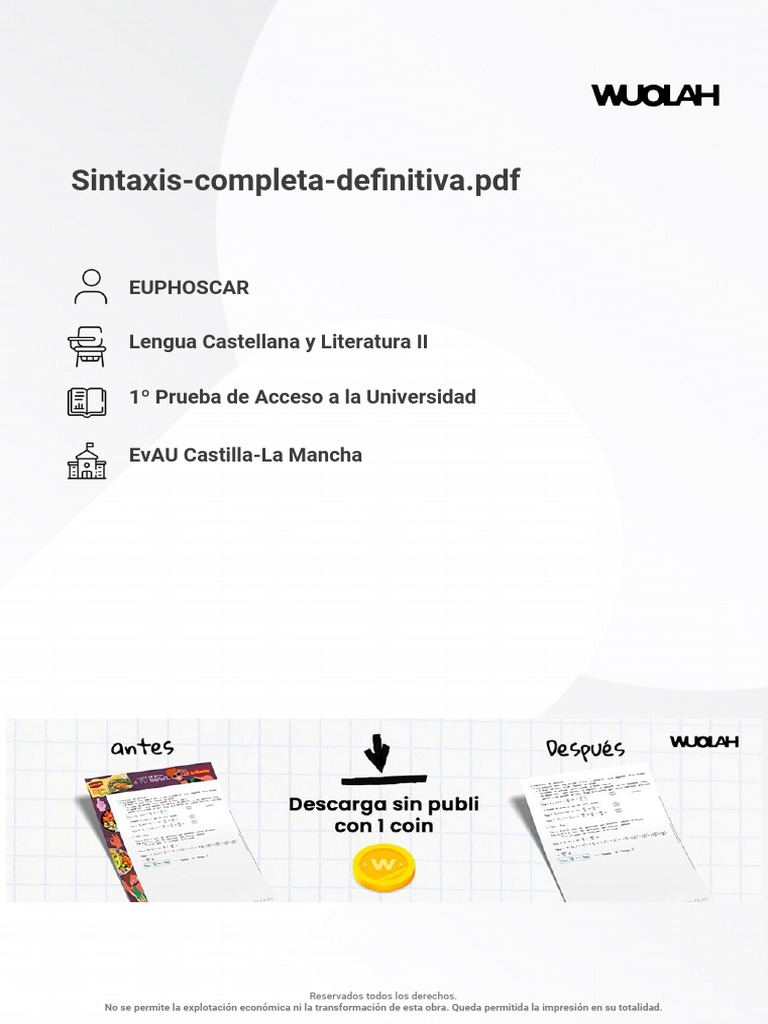 Wuolah Free Sintaxis Completa Definitiva | PDF | Predicado (Gramática ...