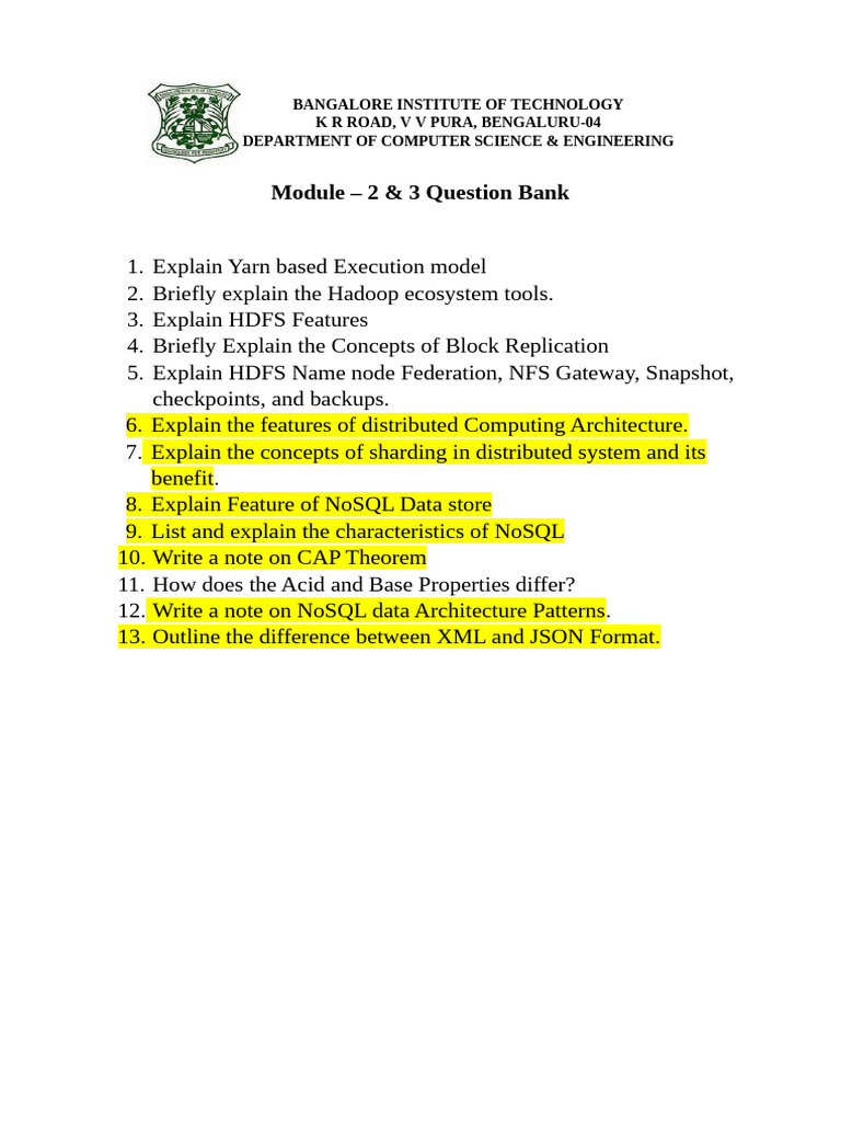 Module 2 & 3 QB Bda | PDF Module 2 & 3 QB Bda | PDF