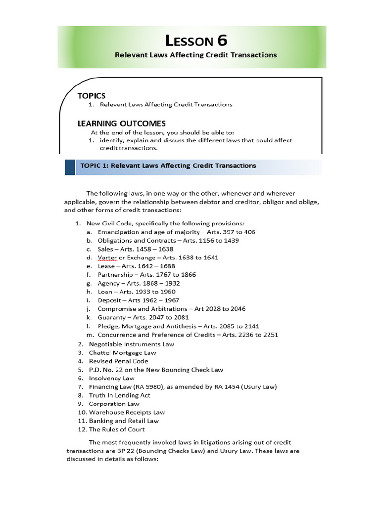 Lesson 6 - Part 1 | PDF