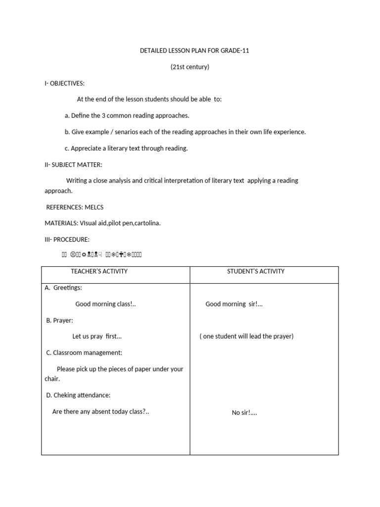 Grade 11 Reading Approaches Lesson | PDF | Speed Reading | Reading ...