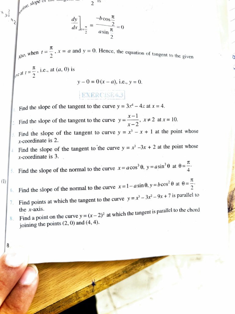 Tangent and Normal Line Exercises | PDF | Tangent | Slope