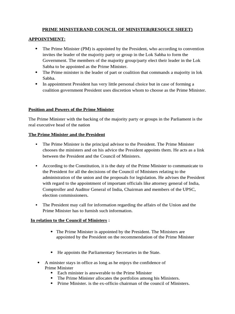 Prime Minister | PDF | Prime Minister | Government