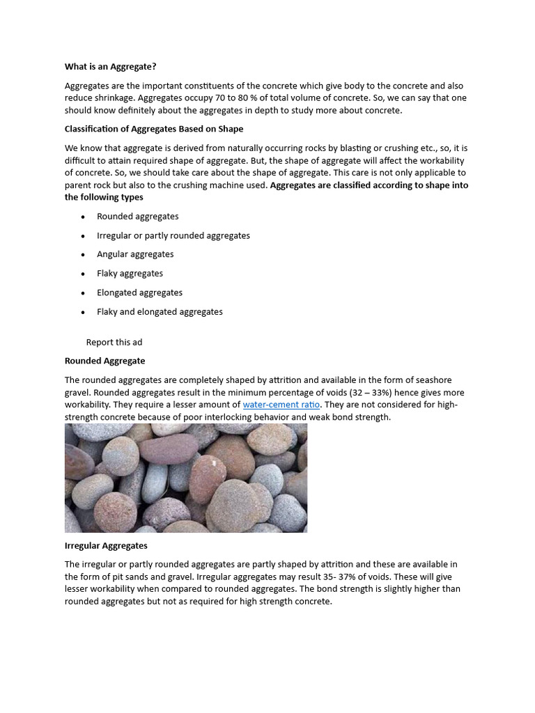Classification of Aggregates | PDF | Construction Aggregate | Concrete