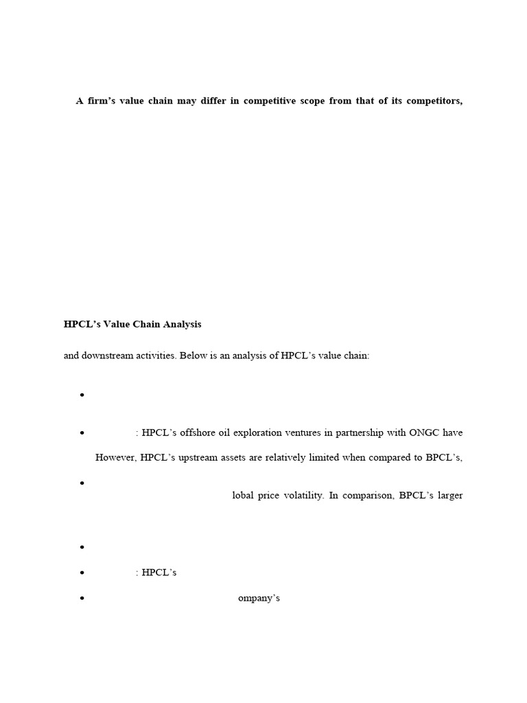 HPCL vs BPCL: Value Chain Analysis | PDF | Oil Refinery | Electric Vehicle