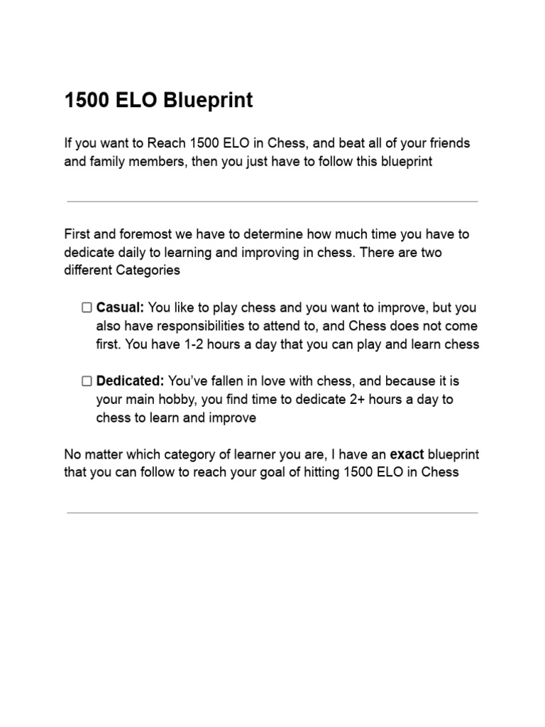 1500 ELO Blueprint | PDF | Chess | Board Games