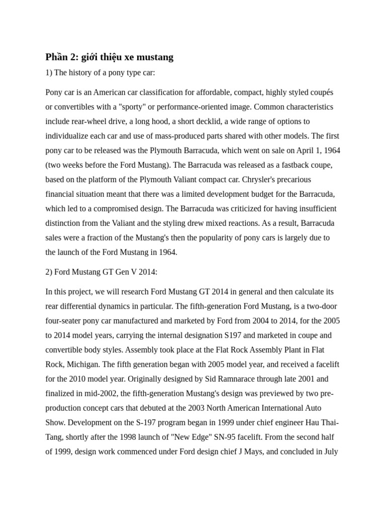 Ford Mustang | PDF | Car Body Styles | Transportation Engineering