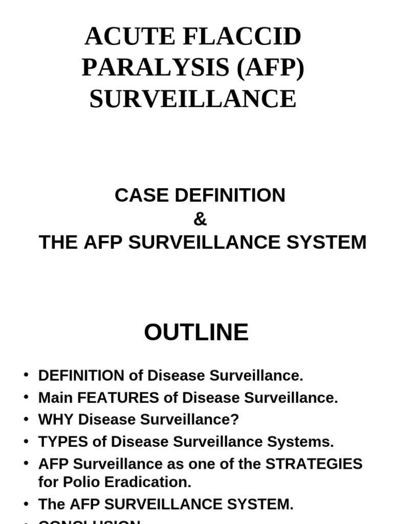 Acute Flaccid Paralysis (AFP) Surveillance | PDF | Immunology | Medical ...