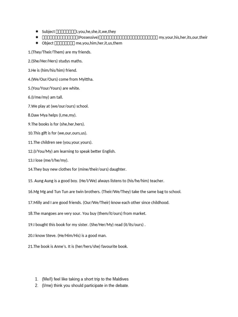 Pronoun Exercise | PDF