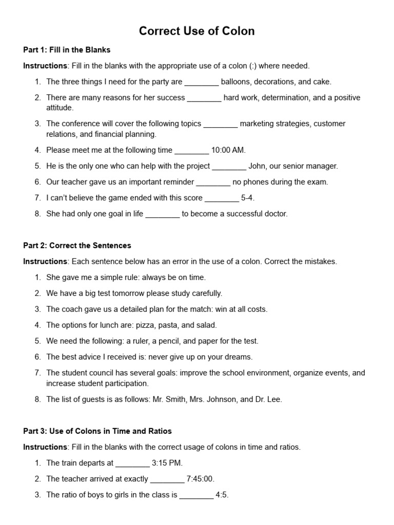 Correct Use of Colon | PDF | Human Communication
