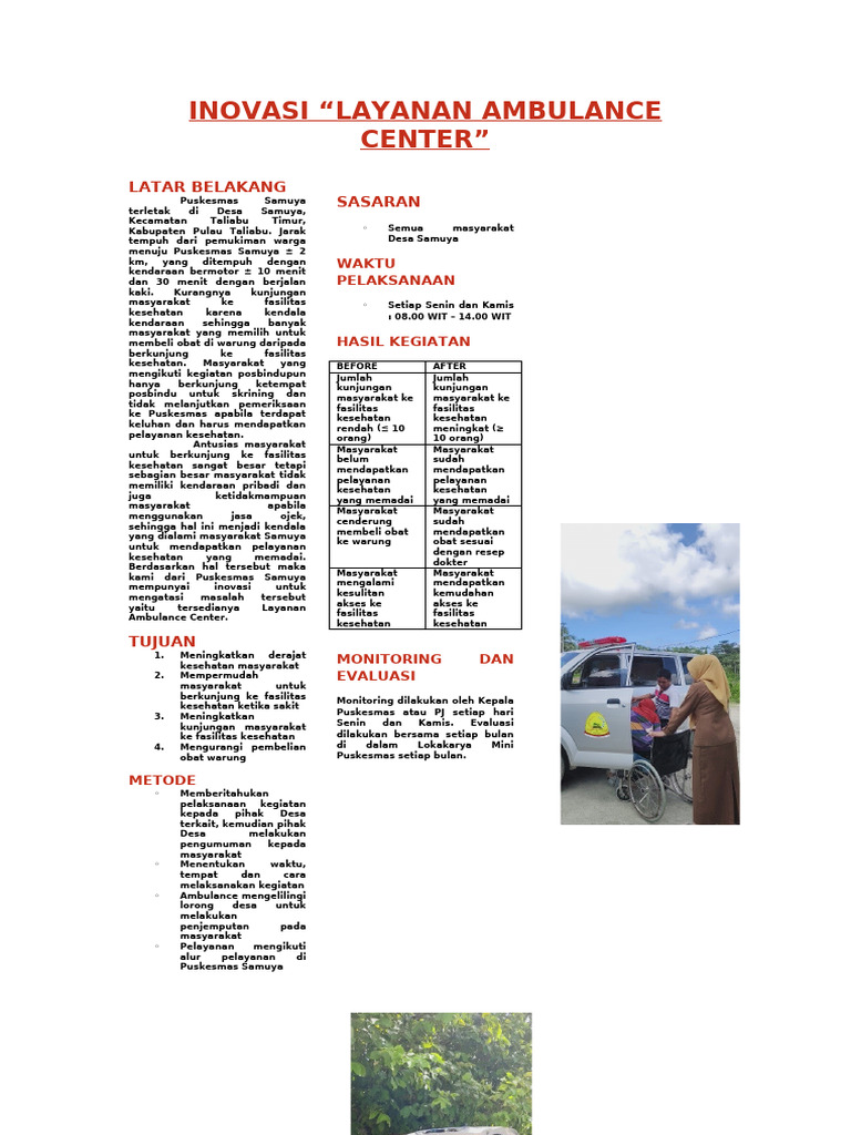 Layanan Ambulance Center Puskesmas Samuya | PDF
