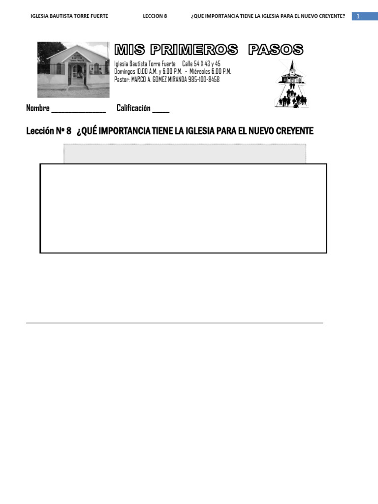 Leccion 8 - Mis Primeros Pasos PDF | PDF | Iglesia cristiana | Biblia