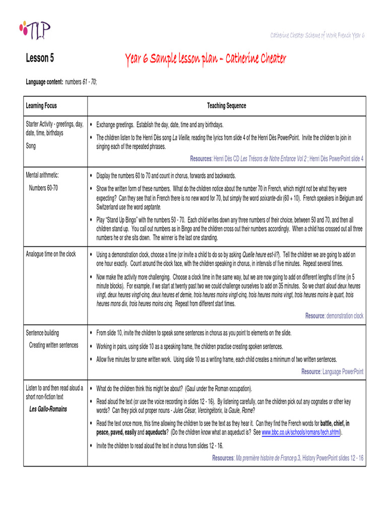 CC Sample Lesson Year6 | PDF | English Language | Language Mechanics