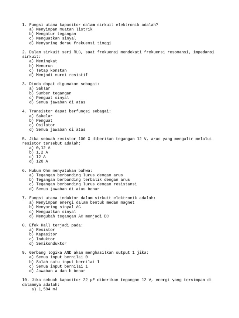 Basic Electronics Questions | PDF