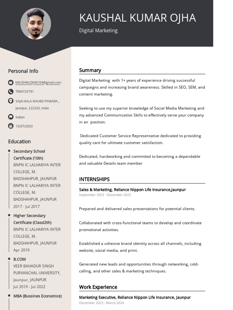 CV - Kaushal Ojha | PDF | Marketing | Digital Marketing