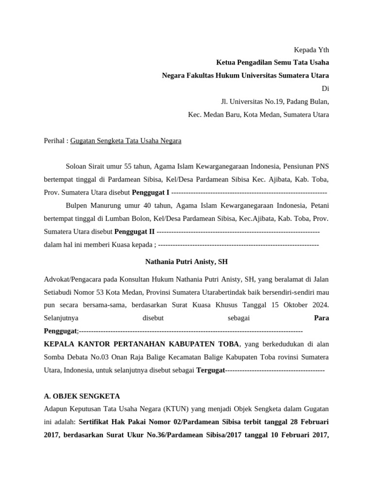 Surat Gugatan Tun | PDF