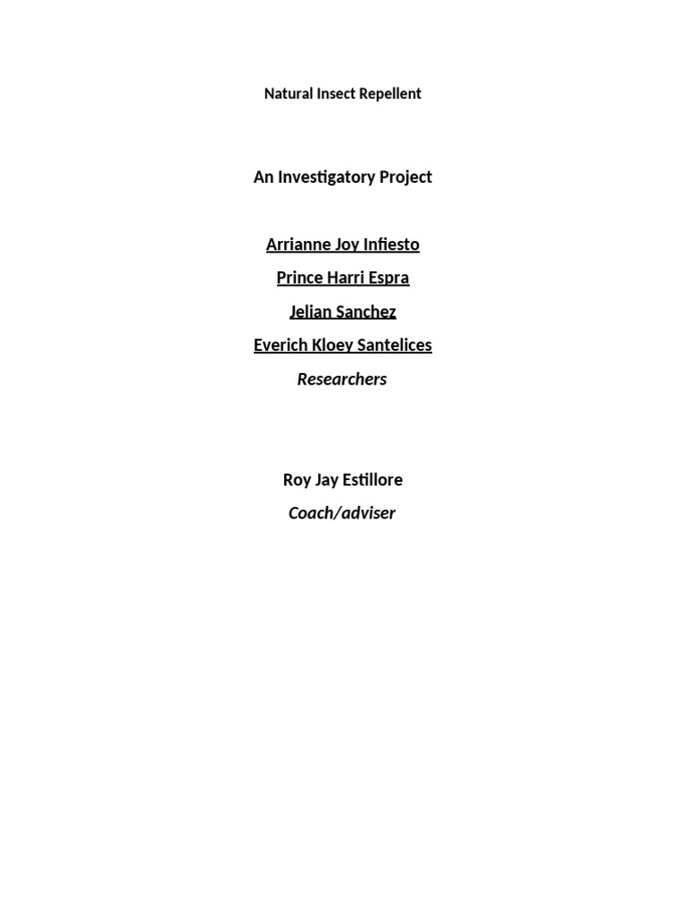 Investigatory Project | PDF | Insects And Humans