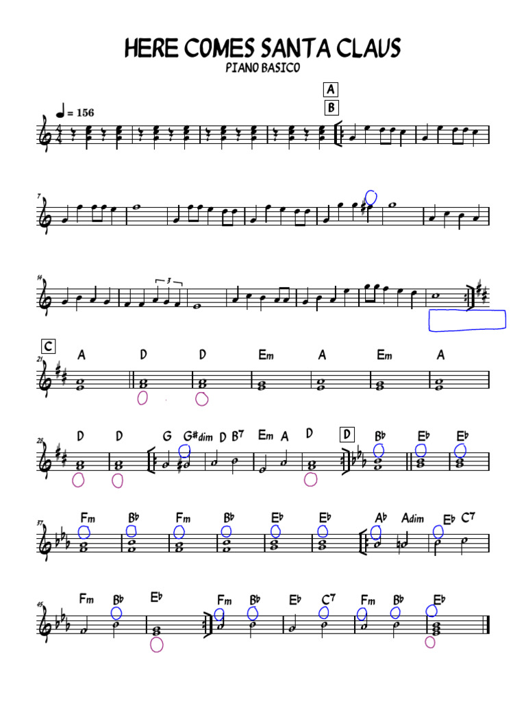 HERE COMES SANTA CLAUSpiano Basico | PDF | Musical Notation | Musical ...