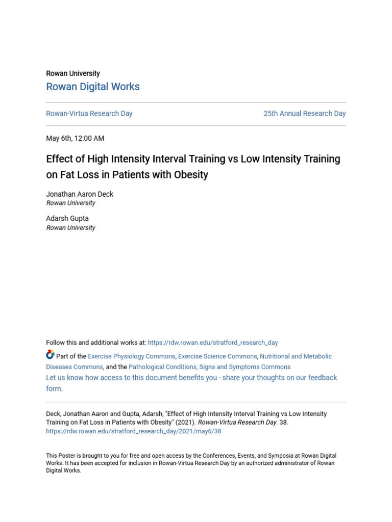 Effect of High Intensity Interval Training Vs Low Intensity Train | PDF ...