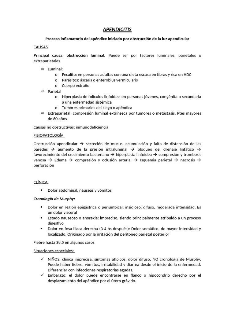 Guía Completa de Apendicitis | PDF | Medicina CLINICA | Enfermedades y trastornos