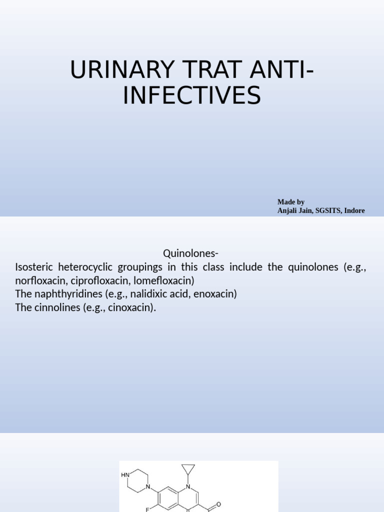 Urinary Tract Anti-Infectives Overview | PDF | Drugs | Microbiology