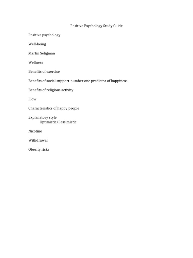 Positive Psychology Study Guide | PDF