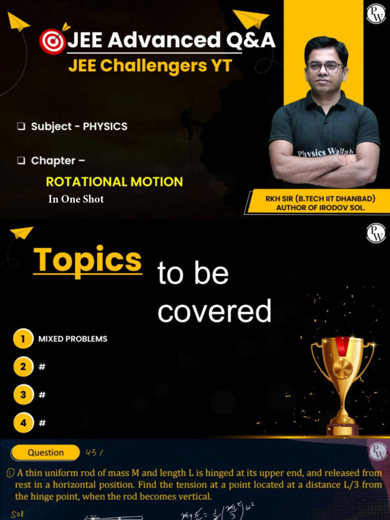 Rotational Motion - Class Notes - JEE Challengers | PDF