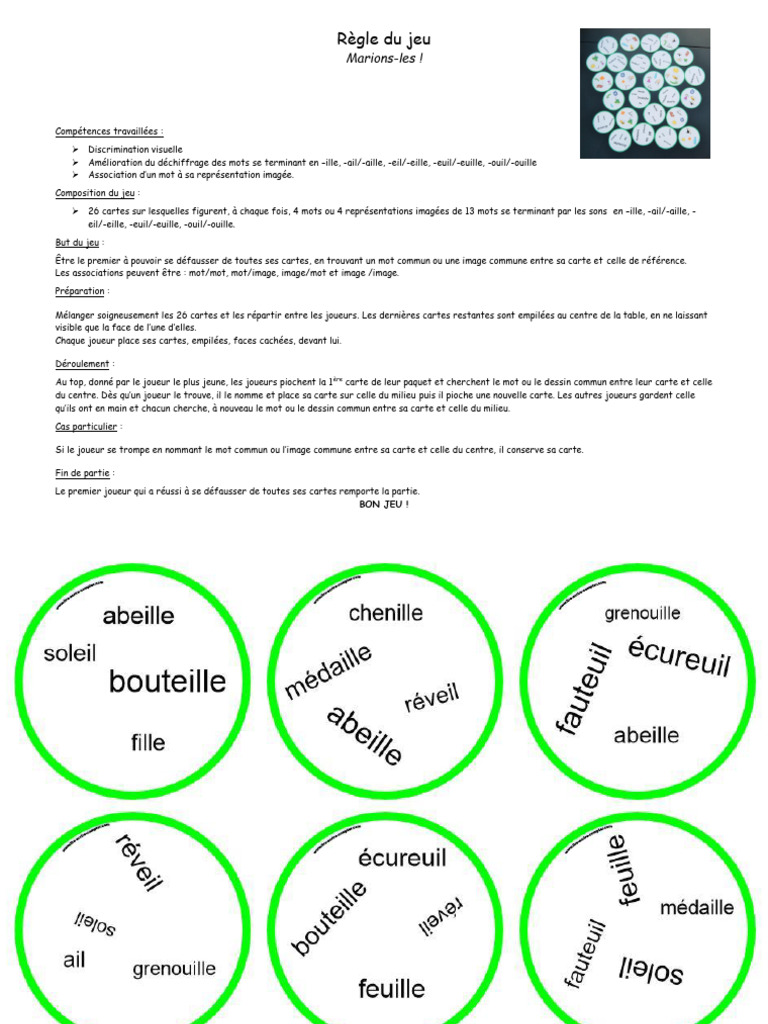 Jeu de mots en -ille à marier | PDF