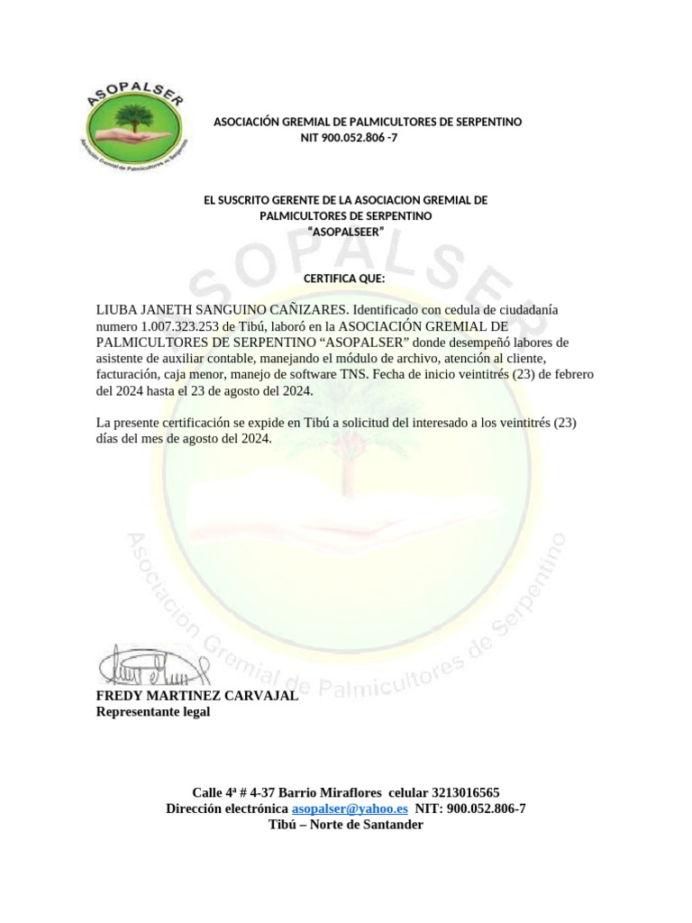 Certificacion de Etapa Productiva Sena... | PDF