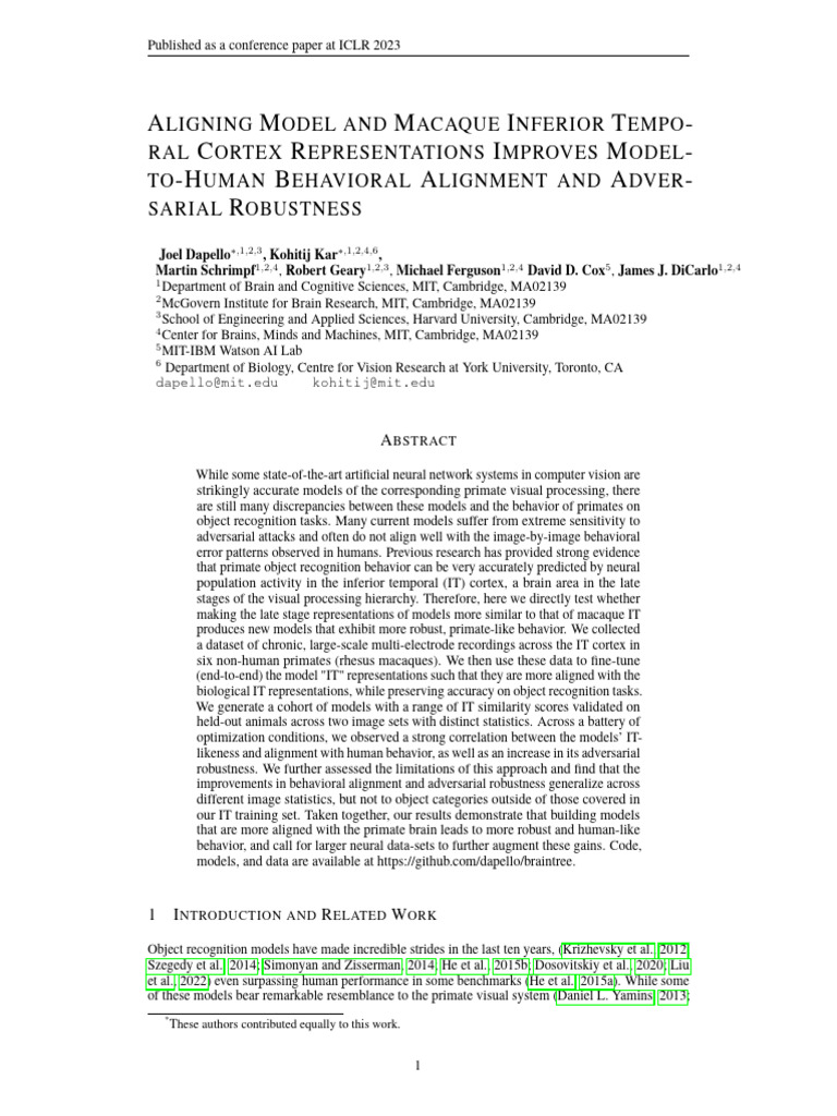 4692 Aligning Model and Macaque Inf | PDF | Brain | Neuroscience