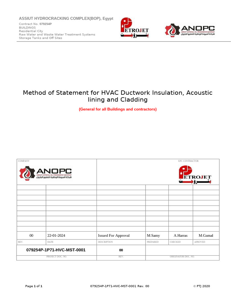 079254P-1P71-HVC-MST-0001-00-Insulation and Cladding-General | PDF | Duct (Flow) | Building ...