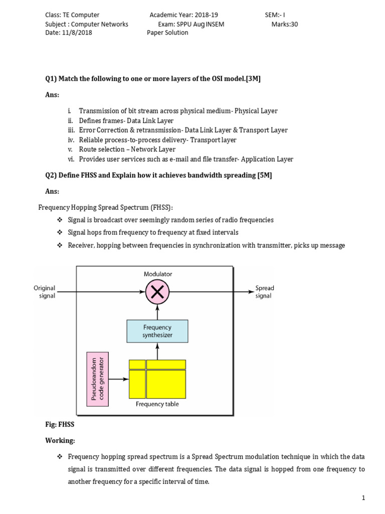 Sppu CN Insem Solved Paper Aug 2018 | PDF | Network Switch | Computer ...