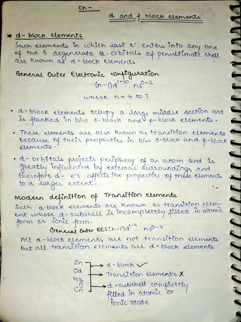 D Block Elements Pdf 1730