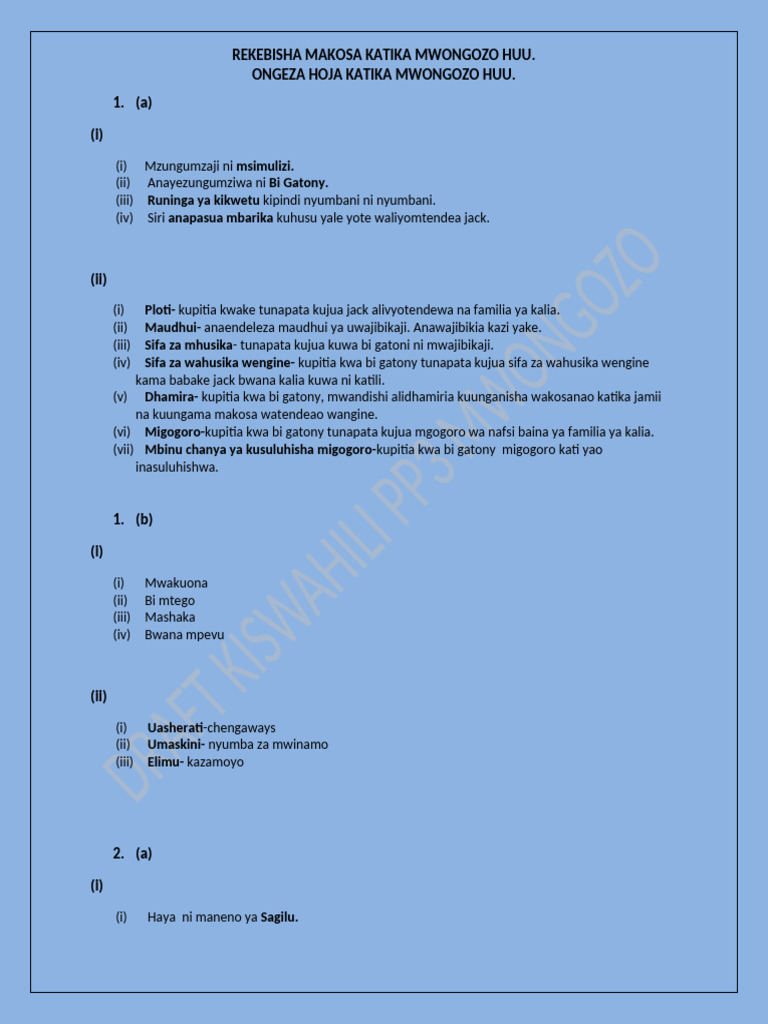 Rekebisha Makosa Na Uongeze Hoja | PDF