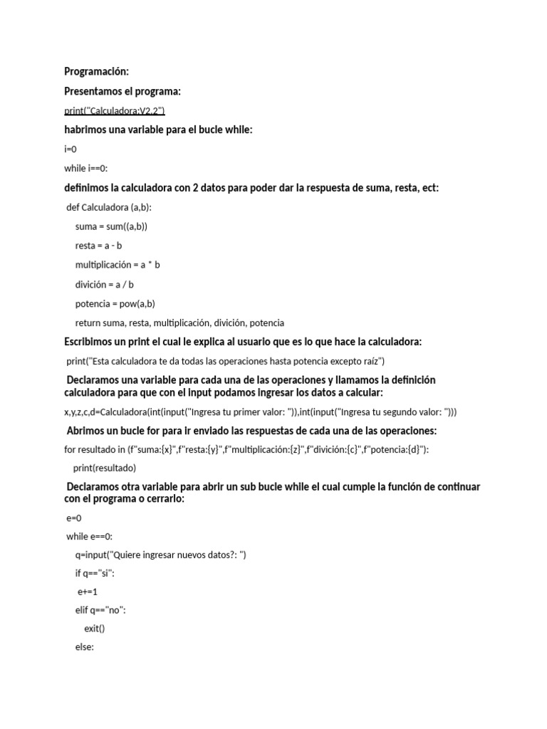 Programación, Prueba, Implementacion | PDF | Calculadora | Realimentación