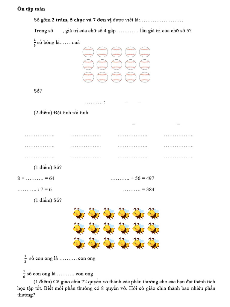 Ôn tập toán 3 | PDF